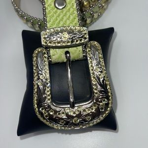 B.B. Simon | Accessories | Nwot Bb Simon Crystal Western Leather Belt ...